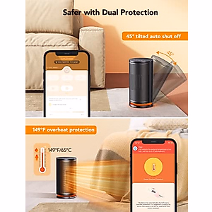 Govee Smart Space Heater, 1500W Fast Heating WiFi Small Heater with Thermostat, Quiet Portable Electric Ceramic Heater with RGB Night Light for Office, Living Room, Indoors, App & Voice Control