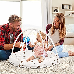 Beright Baby Gym, Baby Play Gym with Movable and Detachable Hoops, Baby Activity Center with Hanging Out Toys in Shape of a Moon and Stars, Perfect Newborn Toys, Bear