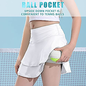 MERIABNY Tennis Skirts for Girls Active Golf Skirt 8 9 Years Kids Workout Athletic Skort White Casual Activewear
