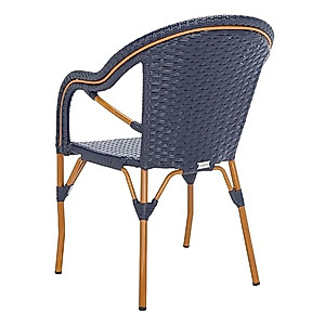 SAFAVIEH Outdoor Collection California Bistro Navy 36-inch Seat Height Armchair Set of 2 (Fully Assembled)