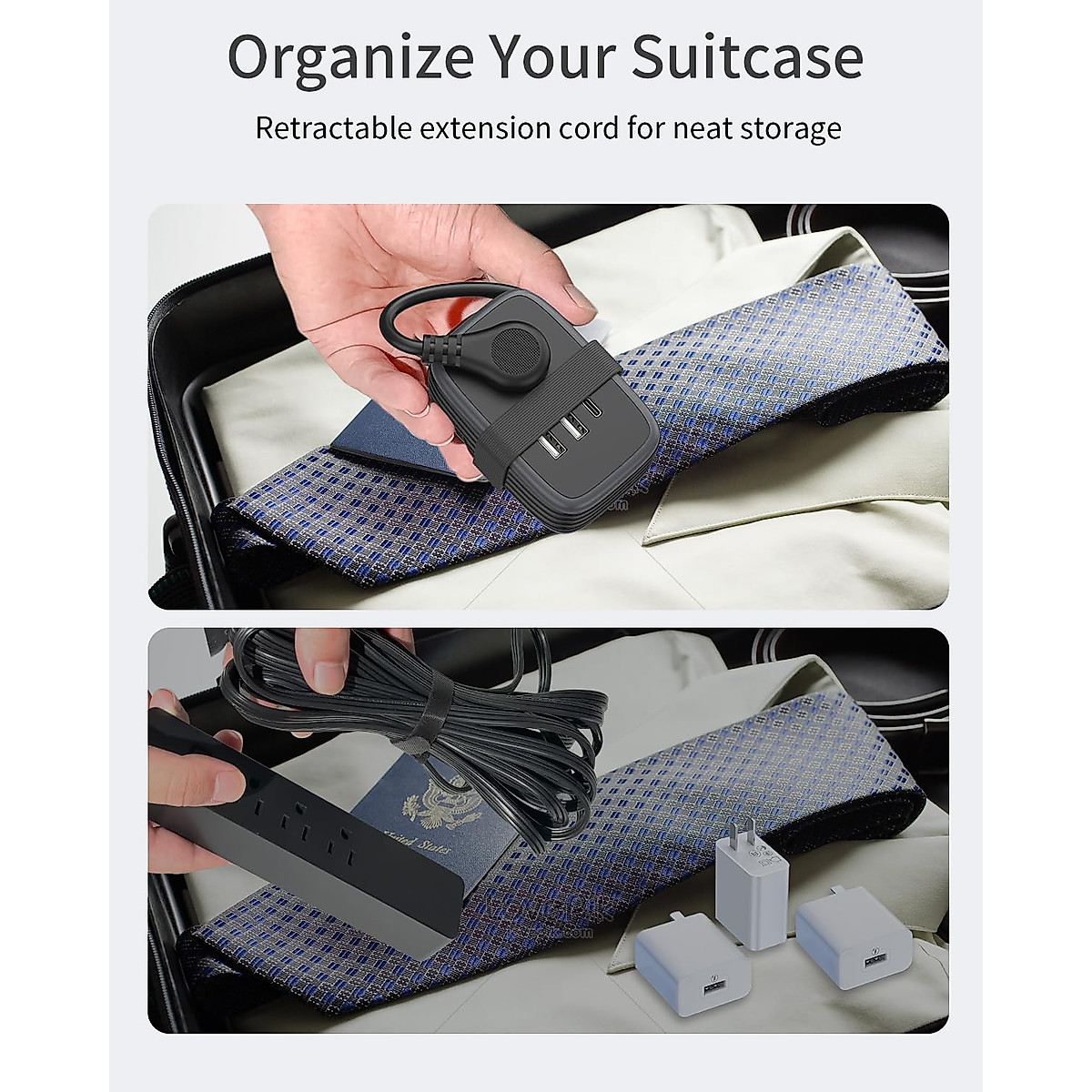 Travel Power Strip with USB C Port, NTONPOWER Small Power Strip with Flat Plug,Multi Plug Travel Extension Cord Portable Power Strip with 2 Outlets 3 USB (1 USB C), for Cruise Travel Home Essentials