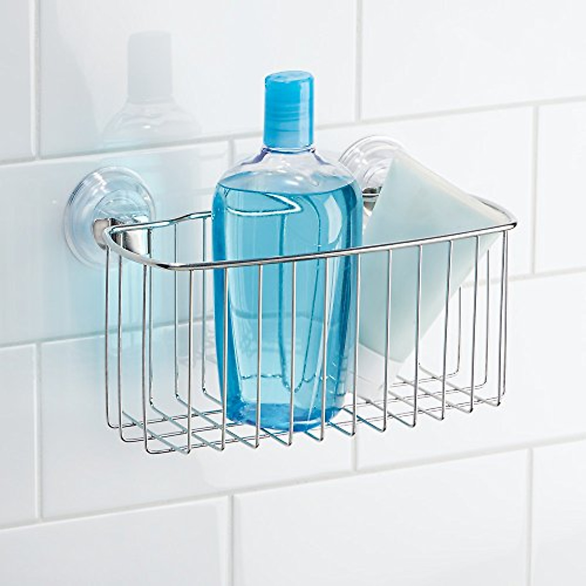 iDesign Reo Metal Power Lock Suction Rack for Bathroom, Kitchen Use