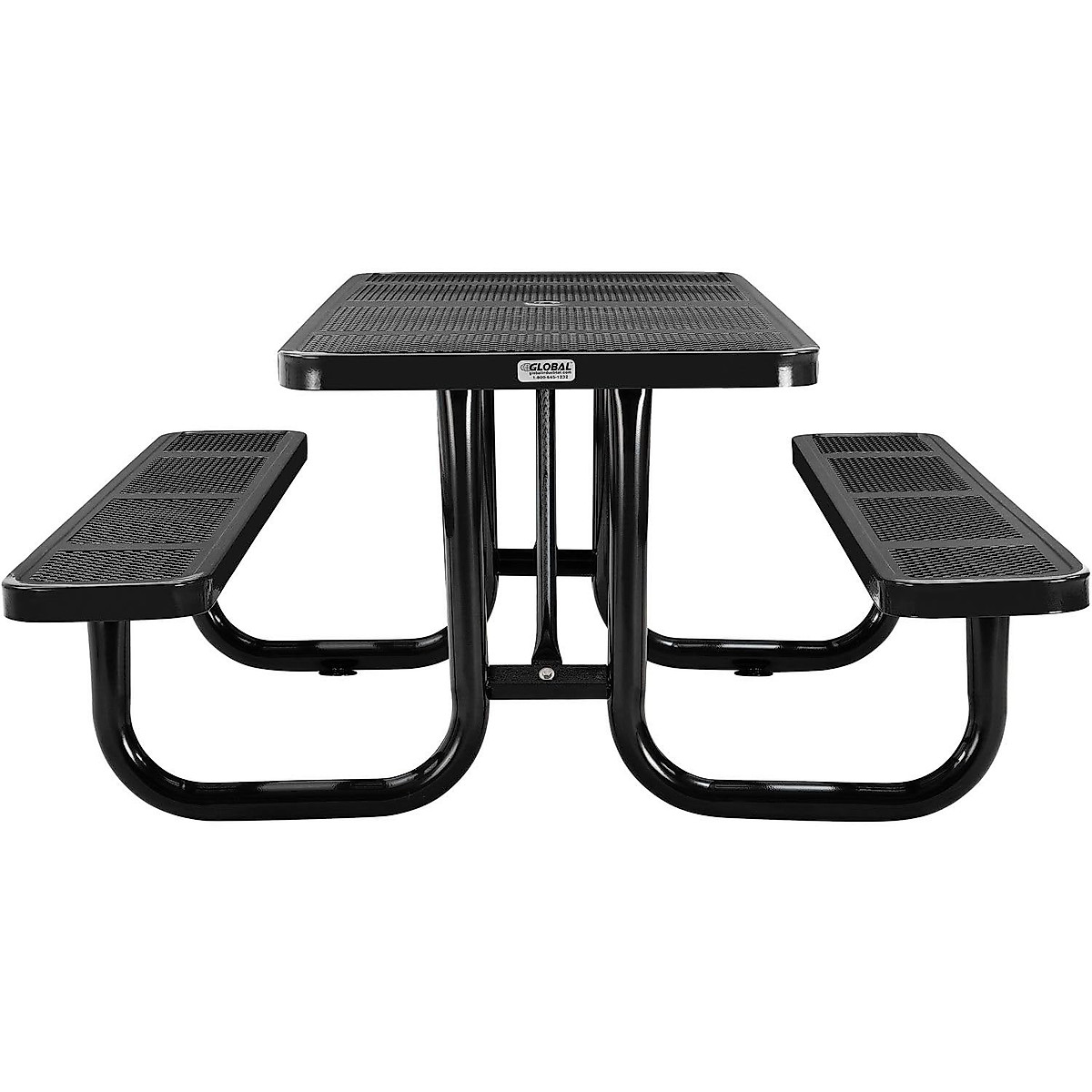 Global Industrial 72" Rectangular Perforated Metal Outdoor Picnic Table, Red