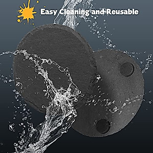 Black Slate Coasters for Drinks - Set of 6 - Anti-Scratch Drink Coasters with Holder - Natural Stone Coasters Bulk, Unique DIY Crafts - Cup Coaster Set for Home Decor, Bar, Coffee, Table