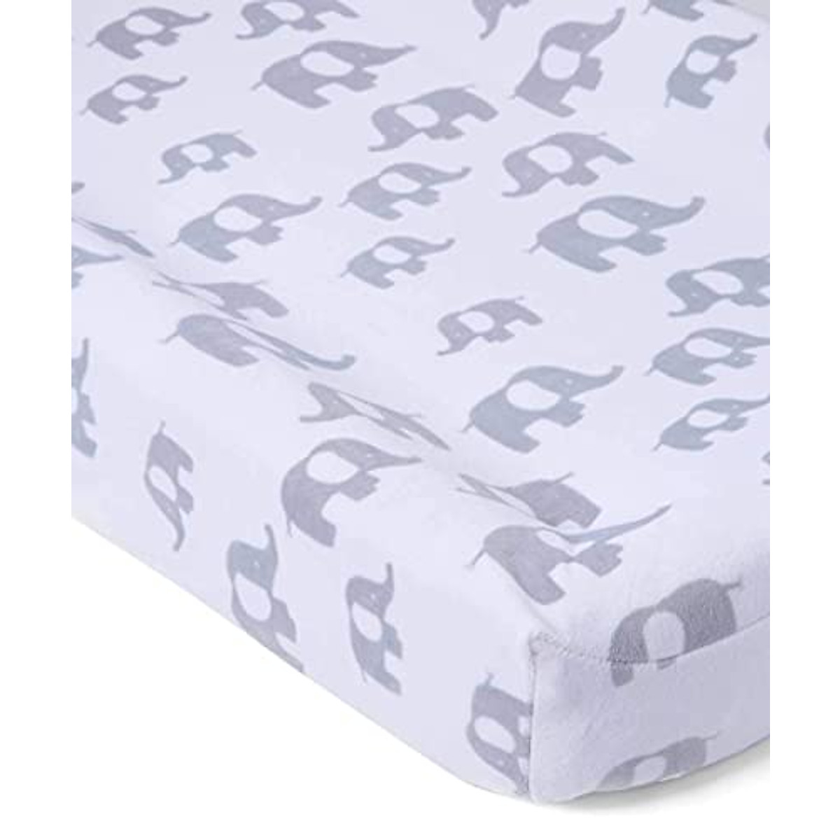 Wendy Bellissimo Velboa Contoured Diaper Pad Cover for Diaper Changer (32x16x6) - Elephant in Grey & White