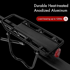 Auwey Full Quick Release Bike Rear Rack Bike Cargo Rack with Fender Bicycle Cargo Rack Bicycle Rear Racks Adjustable Bicycle Carrier Cargo Mountain Road 115 lbs Capacity Universal