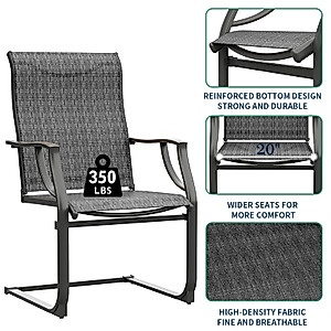 UDPATIO Patio Dining Chairs Set of 2, High Back Patio Chairs in All Weather Breathable Textile Fabric, Outdoor Furniture Chairs for Deck, Lawn, Garden, Backyard(Grey)