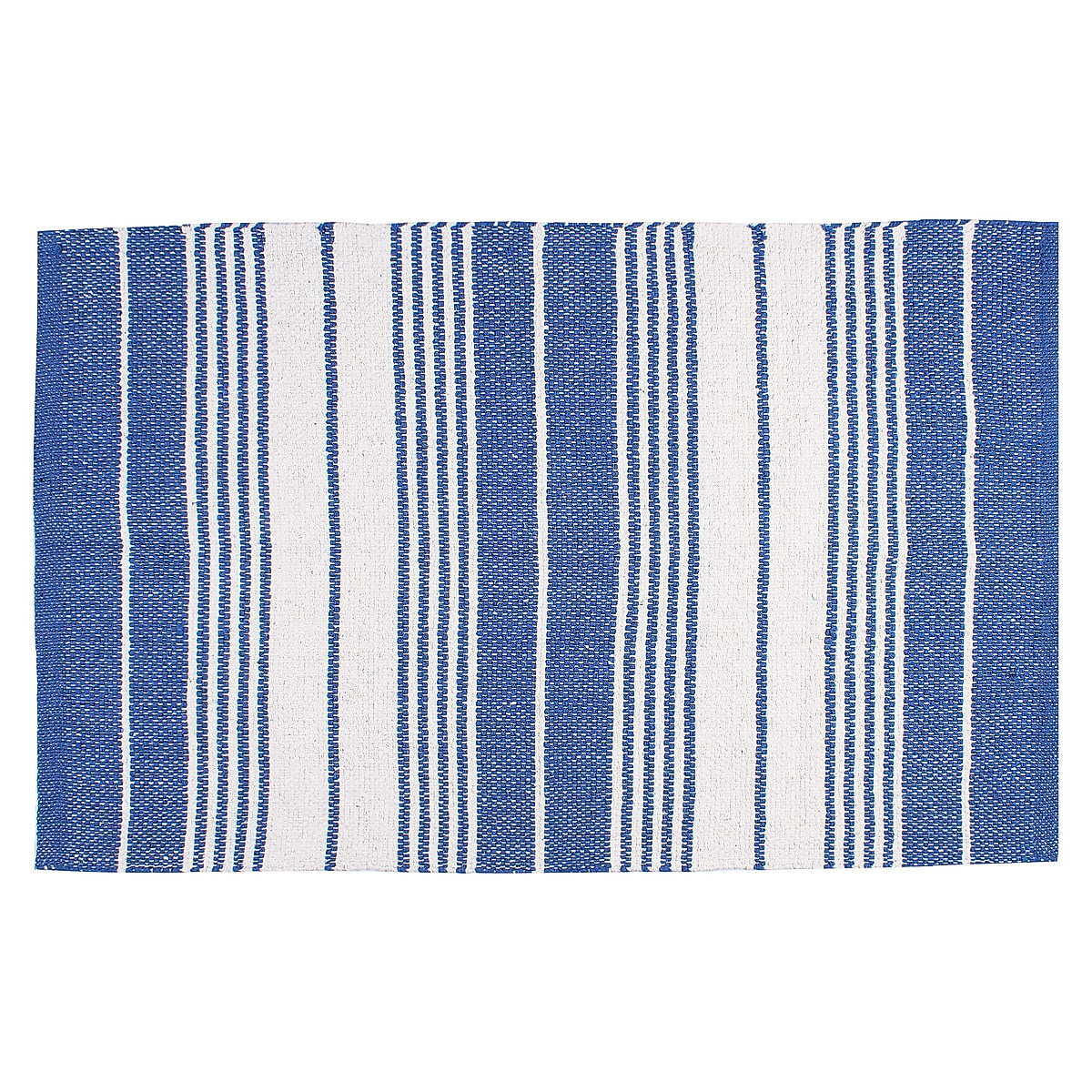 Asraie Eco Friendly Hand Woven & Reversible Cotton Stripe Rag Rug 100% Recycled Cotton Area Rug for Living Room Kitchen Entryway 2x3' (Steel Blue & White)