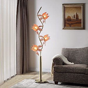 Ore International K9334G 73-Inch Flower Floor Lamp, Brass