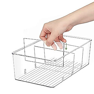 1 Piece Plastic Tea Bag Organizer Tea Bag Storage Box 4 Compartment Tea Bag Storage Container Tea Bag Holder for Kitchen Cabinet Countertop Pantry, Transparent