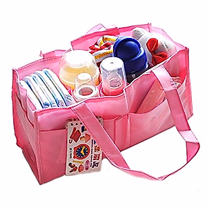 Unisex Baby Diaper Bag Nappy Mother Portable Travel Handbag Bottle Holder Organizer Bag (Pink)
