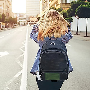 COVAX Heavy Duty Mesh Backpack, See-through Large Mesh Backpack for Men Women, Lightweight Mesh Daypack with Reflective Stripes for Work, Sports Equipment