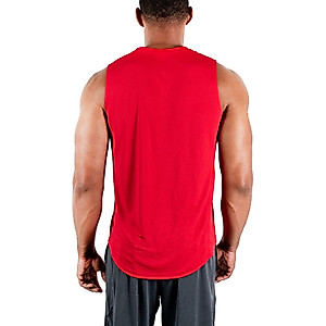 DEVOPS 3 Pack Men's Muscle Shirts Sleeveless Dry Fit Gym Workout Tank Top (Medium, Black/Charcoal/Red)