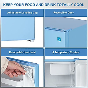 Frestec 1.6 Cu' Mini Refrigerator, Small Refrigerator, Mini Fridge with Freezer, Compact Refrigerator, Blue (FR 160 BLUE)