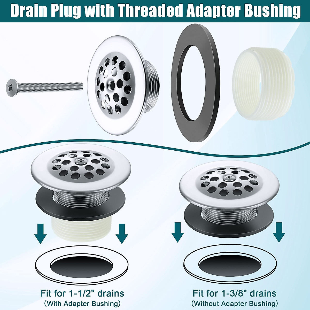 Tub Drain Linkage Assembly, Tub Drain Stopper and Trip Lever Overflow Faceplate Trim Kit with Screws, Bathtub Drain Kit Fit for Trip Lever Bath Tub Waste and Overflow Drain
