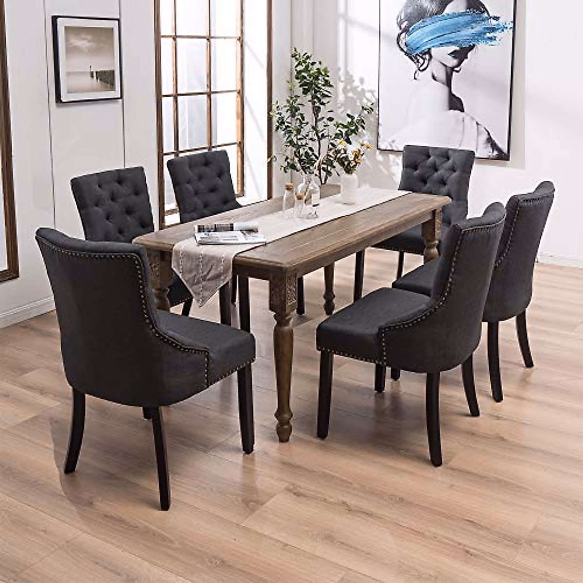 Aaron Living Dining Chairs Dining Room Chairs Kitchen Chairs for Living Room Side Chair for Restaurant Home Kitchen Living Room(Set of 2,Charcoal)