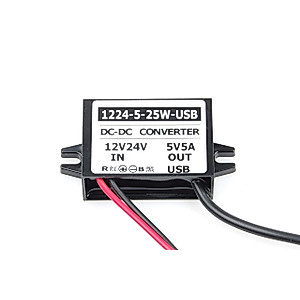 KNACRO 5V Dual USB DC-DC Convert Step-Down Power Supply Module 9v 12V 24V 36v 8-40V to 5V 5A 25W Dual USB Female Output Waterproof