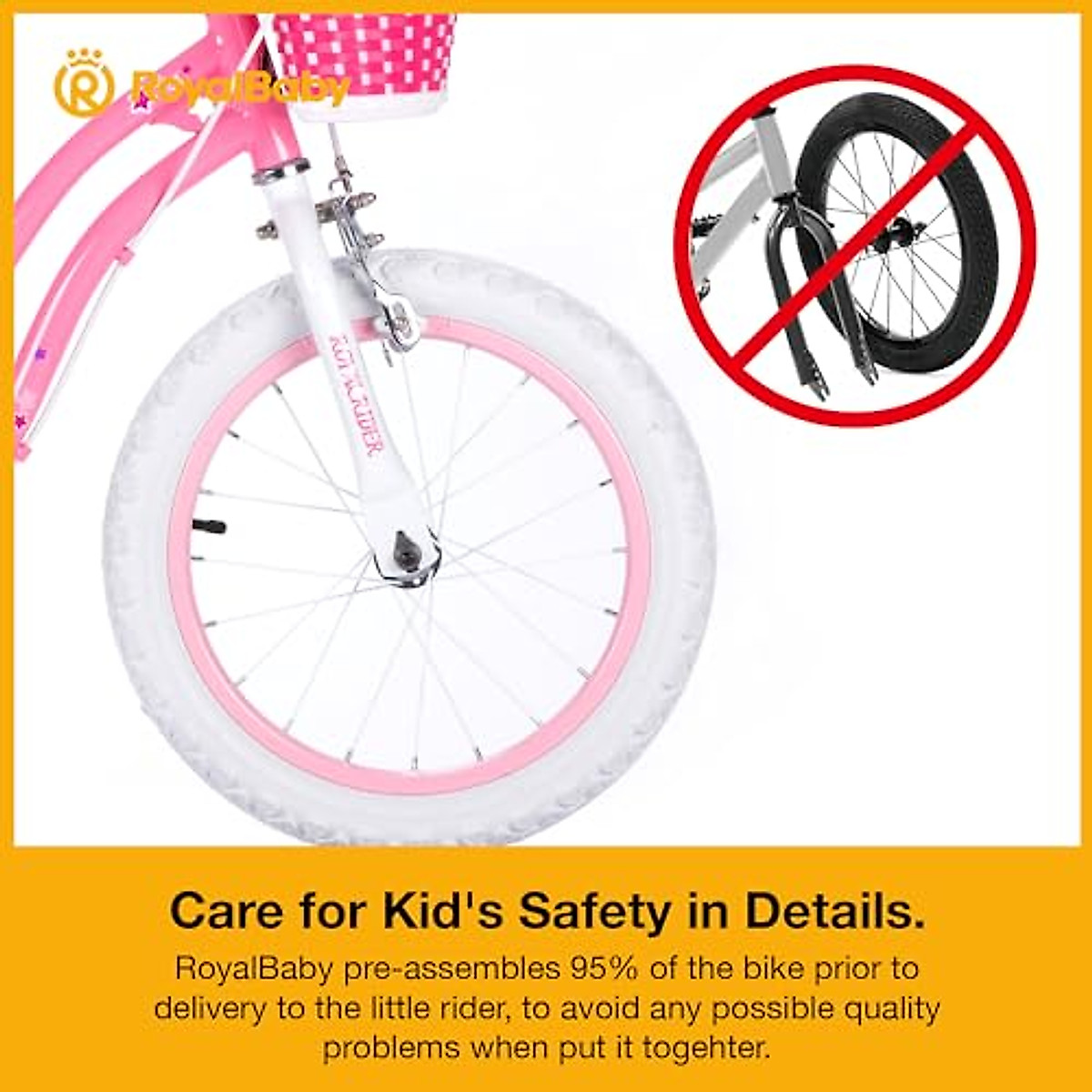 Royalbaby Stargirl Kids Girls Bike Bicycle with Basket Training Wheels Kickstand 16 Inch Pink
