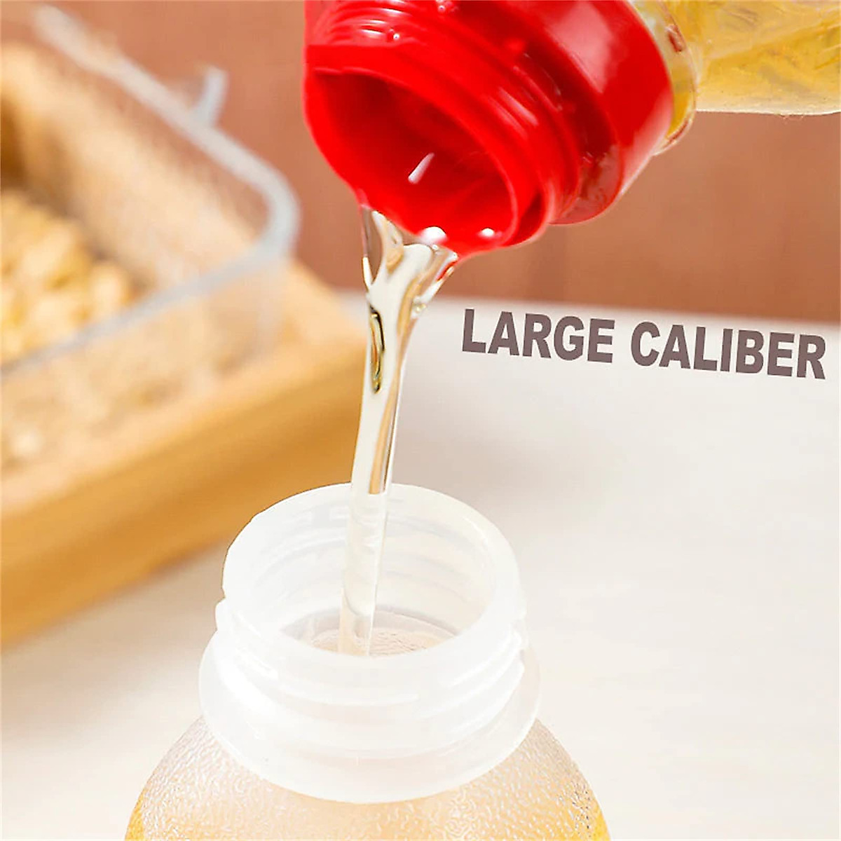 chiLUER Kitchen Squeeze Oil Bottle Dispenser - Condiment Squeeze Bottle,Leak Proof Squirt Reusable Plastic Oil Container,Easy Refill and Cleaning 500ml