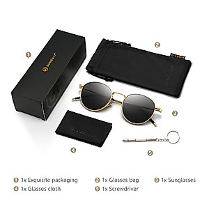 SUNGAIT Ponderable Metal Round Sunglasses for Men Women Classic Vintage Polarized Circle Sun Glasses