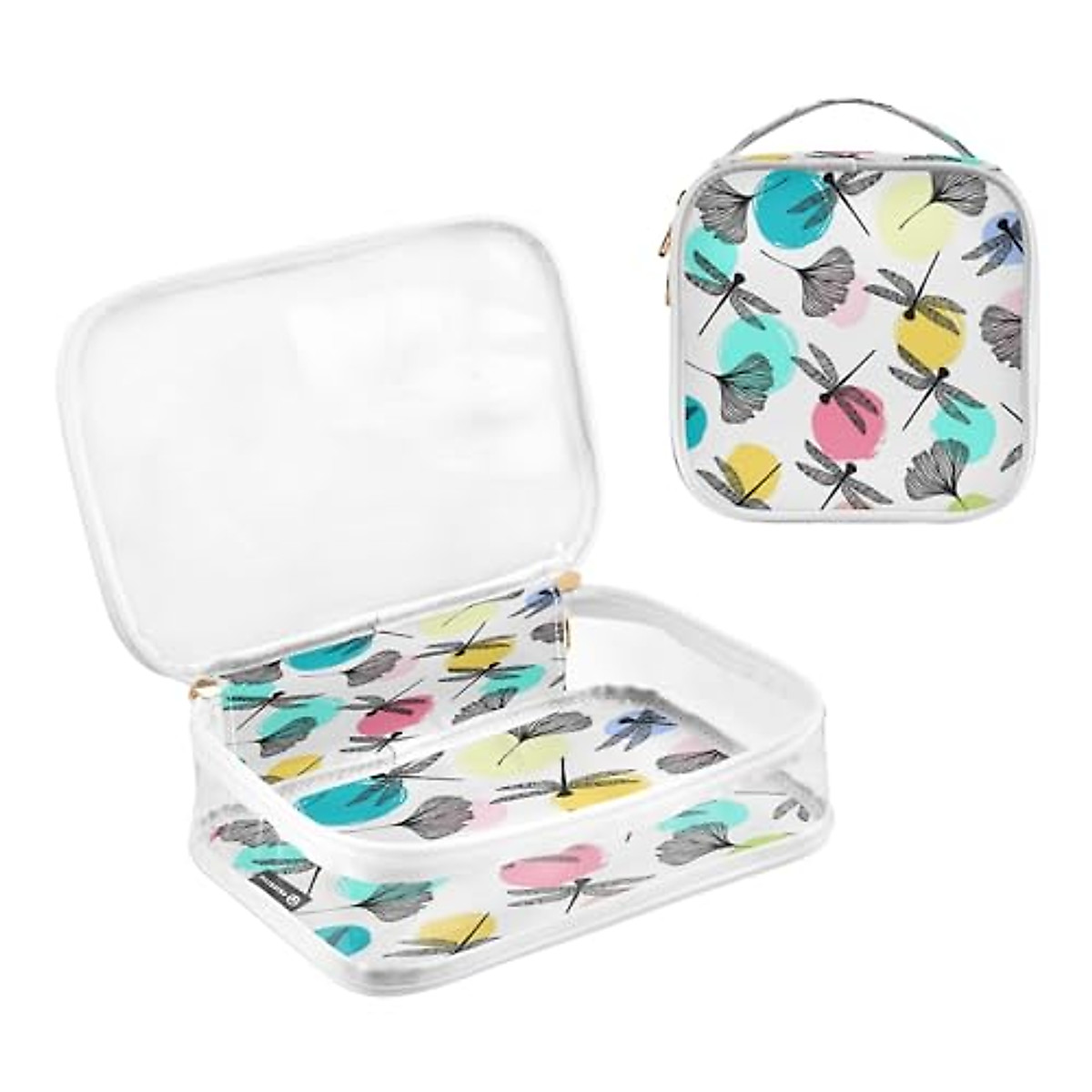 senya Clear Toiletry Bag,Travel Makeup Cosmetic Bag Carry on Airport Airline Compliant Bag Colorful Dragonfly for Women Men