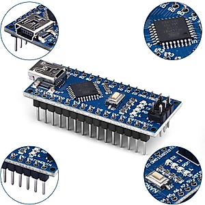 2-Pack Nano Board, Aideepen V3.0 Nano ATmega328P CH-340 Development Board Without Cable Mini USB Port with 30 PIN Headers Pin Unsoldered