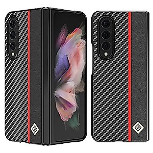 ZTOFERA for Samsung Galaxy Z Fold 3 5G Case,Carbon Fiber Premium PU Leather Ultra Thin Shookproof Anti-Fall Folding Screen Phone case Compatible with Samsung Galaxy Z Fold 3 5G(2021)-Black