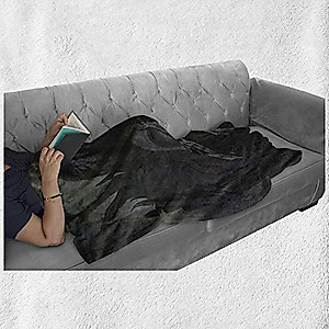 Lunarable Gothic Throw Blanket, Crow Wings Haunting ISM Dark Shadowy Occult Art Print, Flannel Fleece Accent Piece Soft Couch Cover for Adults, 70" x 90", Jade Green