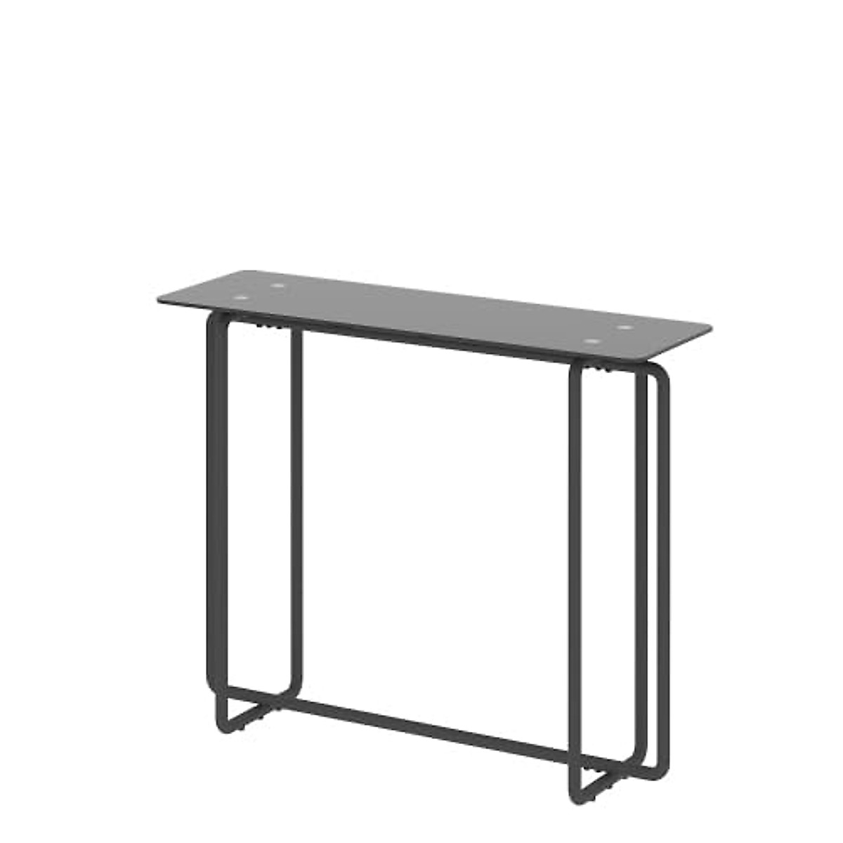 YISH W24181016 Console Modern Minimalist Porch Black Leg, Double Tempered Tea Rectangular, Glass Sofa Table for Entryway Living Room Bedroom Metal Frame
