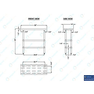 36" Long X 14" Deep Stainless Steel Work Table with 2 Shelves | Metal Food Prep Station | Commercial & Residential NSF Utility Table
