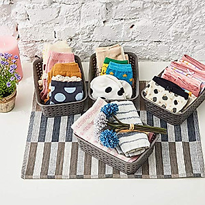 EZOWARE Gray Plastic Knit Storage Basket Trays, Desk Organizer Drawer Divider Bin for Kids Classroom, Baby Nursery Toys and More - Pack of 8 (7.7x5.3x2.4 Inch)