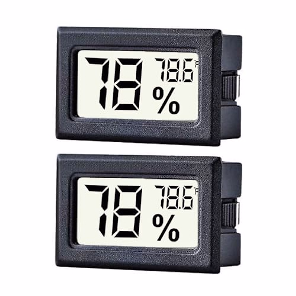 Meggsi 2-Pack Mini Digital Hygrometer Gauge Indoor Thermometer, LCD Monitor Temperature Outdoor Humidity Meter for Humidors Greenhouse Jars Incubators Guitar Case, Display Fahrenheit (℉)