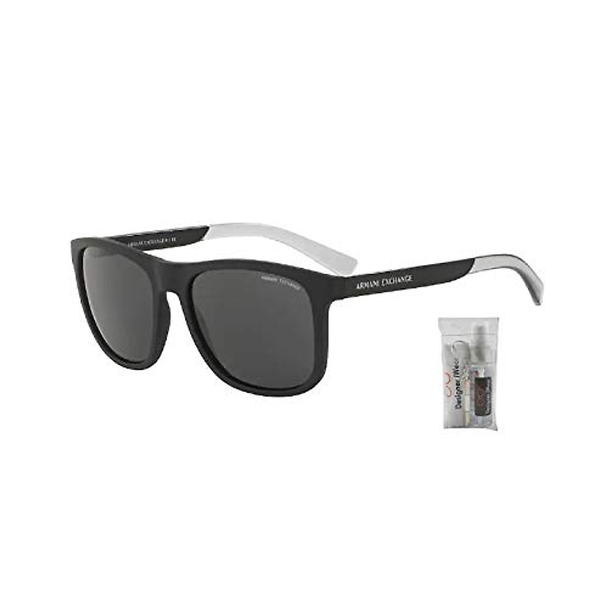 Armani Exchange AX4049SF 818287 57M Matte Black/Grey Square Sunglasses For Men+ BUNDLE with Designer iWear Complimentary Care Kit