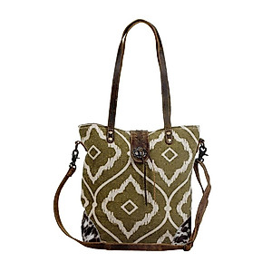 Myra Bag Aesthetic Shoulder Bag Upcycled Cotton & Leather S-2809