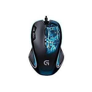 Logitech G300s Wired Gaming Mouse, 2,5K Sensor, 2,500 DPI, RGB, Lightweight, 9 Programmable Controls, On-Board Memory, Compatible with PC/Mac - Black