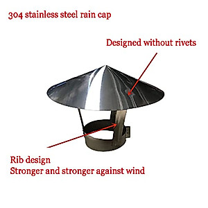 ASDQWER Chimney Rain Cap, Top Round Exhaust Cap,Stainless Steel Chimney Cowl,D(8-30Cm) Roof Cowl,Hood Top All Purpose Chimney Cowl,for Ducting Ventilation Cap,Easy Installation,d22cm/8.66in
