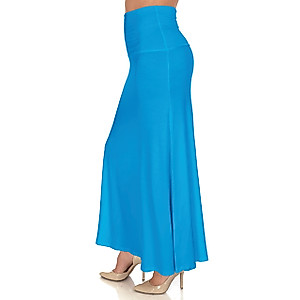 Basic ABC Casual High Waist Floor Length Maxi Skirt, 2X, Baby Blue