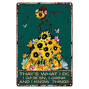 Rustic Garden Art Metal Tin Sign Wall Decor - Vintage Gardening Flower Girl Metal Tin Sign for Home Wall Decor Gifts - Retro Farmhouse Signs Decor Gift for Women Men Friends - 8x12 Inch