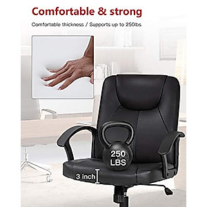 Office Chair Desk Chair Computer Chair with Lumbar Support PU Leather Executive Ergonomic Chair Rolling Swivel Adjustable Task Chair for Men(Black)