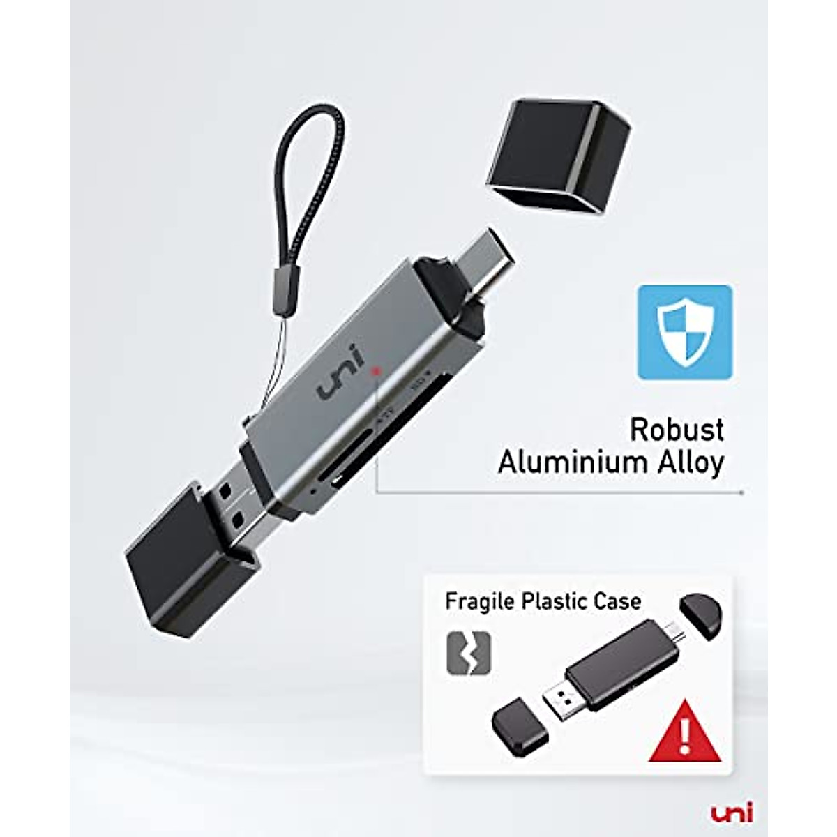 SD Card Reader, uni USB C Memory Card Reader Adapter USB 3.0, Supports SD/Micro SD/SDHC/SDXC/MMC [Card Not Included], Compatible for MacBook Pro, MacBook Air, iPad Pro 2018, Galaxy S21