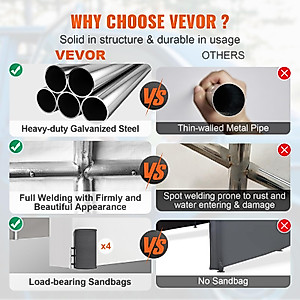 VEVOR Carport, 12x20ft Extra Large Heavy Duty Car Canopy, Portable Garage with Roll-up Ventilated Windows & Removable Sidewalls, UV Resistant Waterproof All-Season Tarp for SUV, F150, Car, Truck, Boat