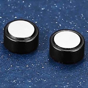 Stainless Steel Magnetic No Piercing Fake Gauges Earring Studs,for Non Pierced Ears,Black,Silver,Colorful,Hypoallergenic