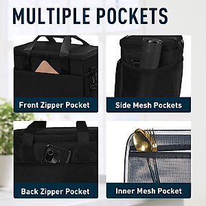 Aosbos Large Lunch Box for Men Women Insulated Lunch Bag 15L(24 Can) Leakproof Lunch Cooler Tote Bags Adult Lunch Pail Thermal Lunchbox Black Lunchbag for Work Picnic Travel