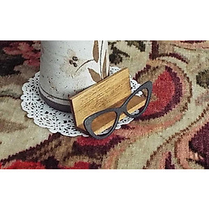 Cat Eyeglasses Style Wooden Desktop Business Card Holder