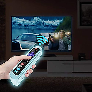 Fintie Protective Case for Roku Steaming Stick 3600R, TCL Roku TV RC280 RC282 Remote - CaseBot (Honey Comb Series) Light Weight (Anti Slip) Shock Proof Silicone Remote Controller Cover,Light Blue Glow