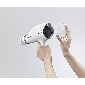 Panasonic Nanoe Salon Hair Dryer with Oscillating QuickDry Nozzle, Diffuser and Concentrator Attachments, 3 Speed Heat Settings for Easy Styling and Healthy Hair - EH-NA67-W (White)