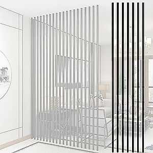 Screen Divider Column/Wall Divider Post for Decor Restaurant, Indoor/Office/Salon, 7.8ft/ 7.5ft/ 7ft/ 6.5ft/ 6ft/ 5.5ft/ 5ft/ 4.5ft/ 4ft Extra Tall Screen Modern Chinese, Black (Color : Black, Si