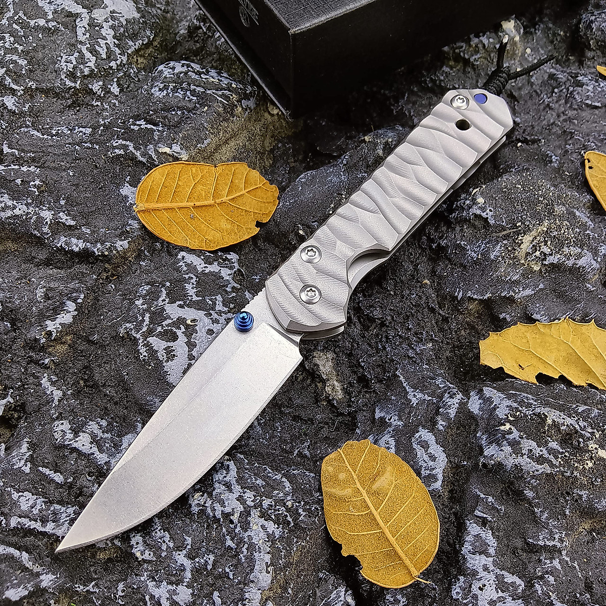 Small Sebenza 21 ECD Folding Pocket Knife D2 Stonewashed Drop Point Blade TC4 Titanium Wave Handles Everyday Carry Knife for Men Women Lightweight for Indoor Outdoor Gift