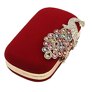 Kingluck Womens Evening Clutch Cocktail Wedding Party Handbag Clutch Purse Decorative Drill, Red, L16*w10*6cm