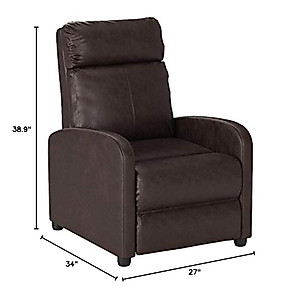 FDW Recliner Chair Single Reclining Sofa Leather Chair Home Theater Seating Living Room Lounge Chaise with Padded Seat Backrest (Brown)